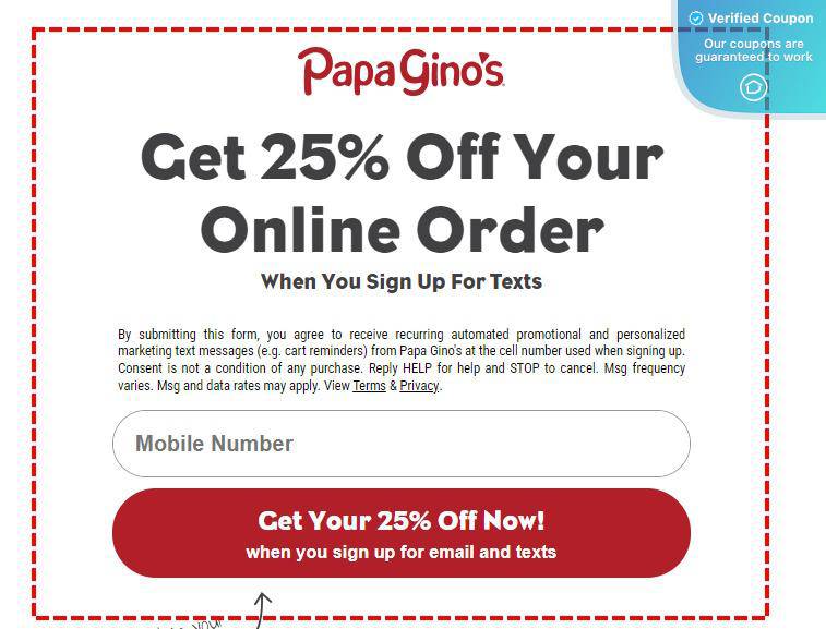 25% Off Papa Gino's Coupons & Coupon Codes - January 2025