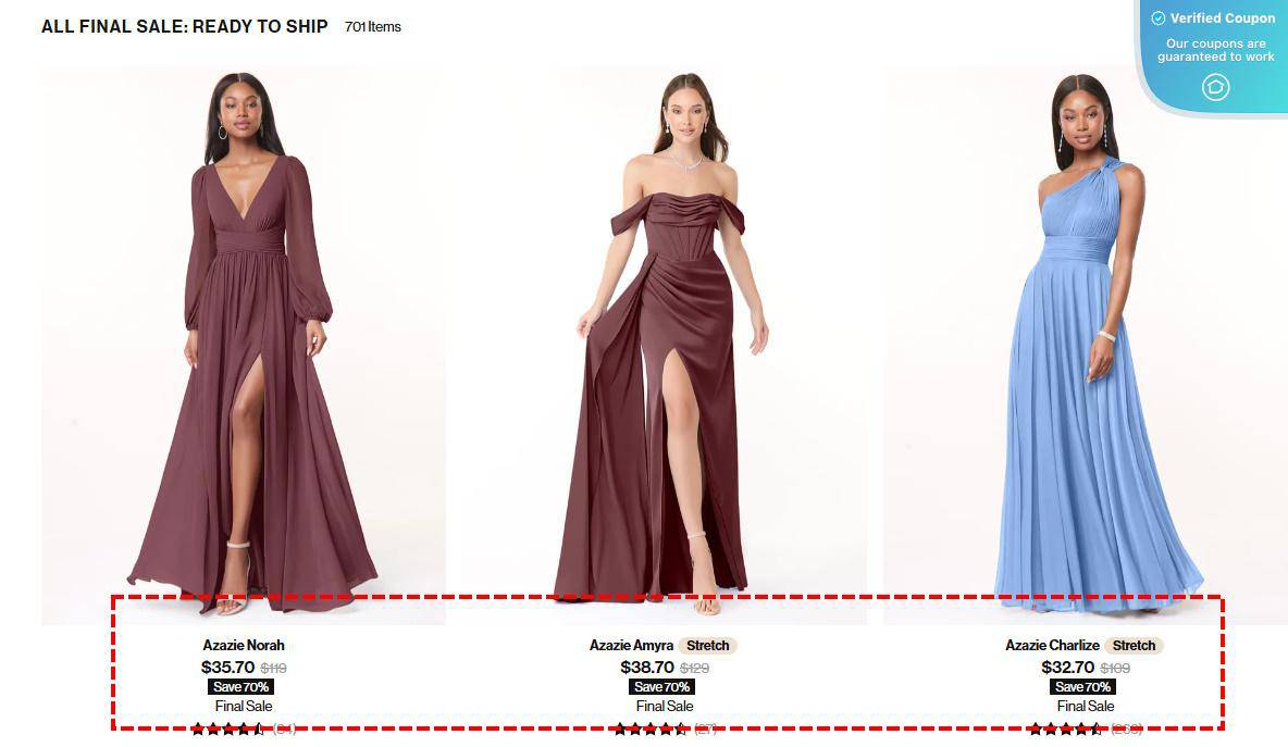 50% Off Azazie Coupons & Coupon Codes - March 2025