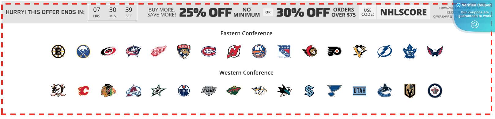 30% Off NHL Shop Coupons & Coupon Codes - December 2024
