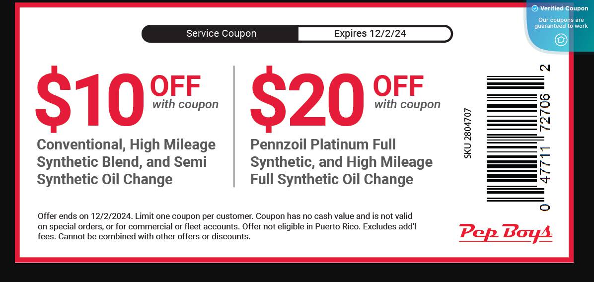 50% Off Pep Boys Coupons & Coupon Codes - January 2025