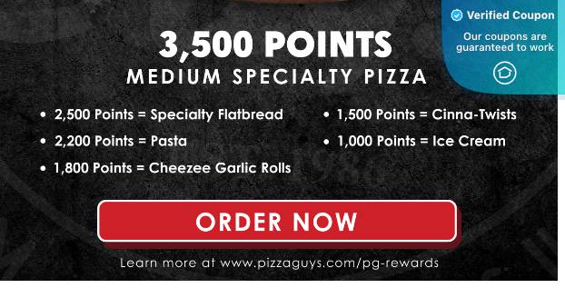 25% Off Pizza Guys Coupons & Coupon Codes - March 2025