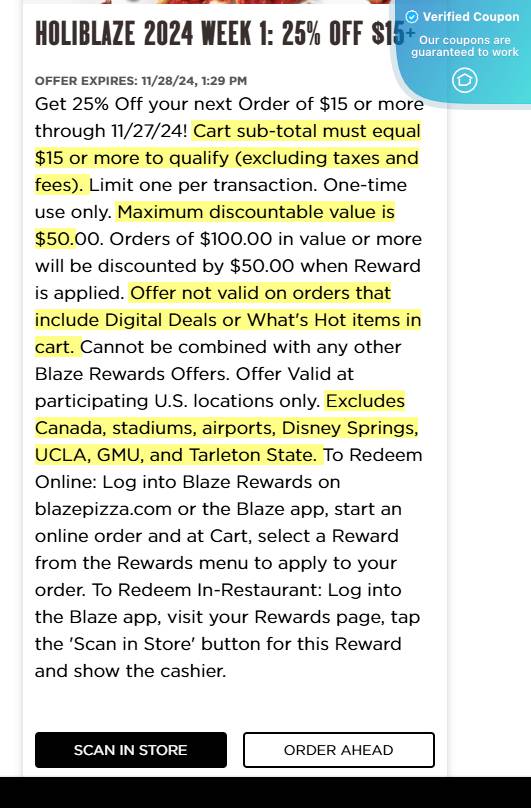 25% Off Blaze Pizza Coupons & Coupon Codes - December 2024