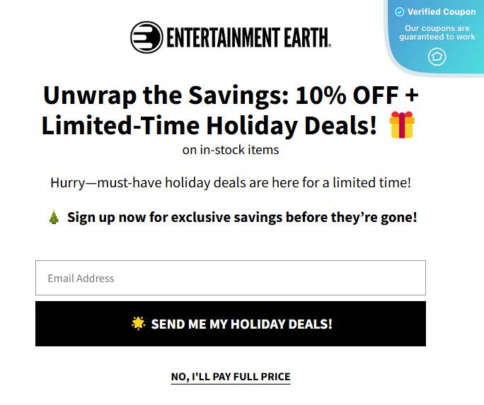 50% Off Entertainment Earth Coupons & Promo Codes - February 2025