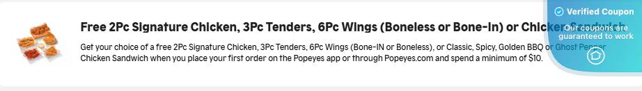 Popeyes Coupons: Save $10 - December 2024