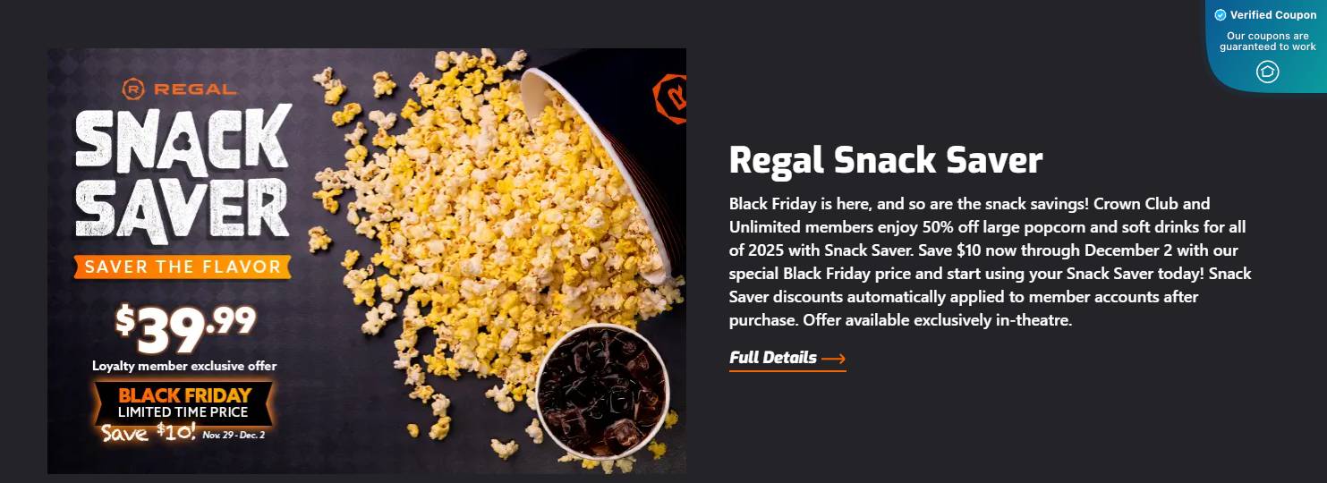 25% Off Regal Cinemas Coupons & Promo Codes - December 2024