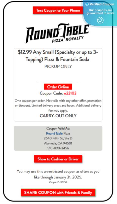 15% Off Round Table Coupons & Coupon Codes - January 2025