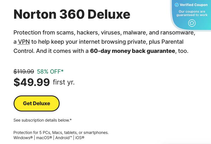 35% Off Norton Coupons & Coupon Codes - January 2025
