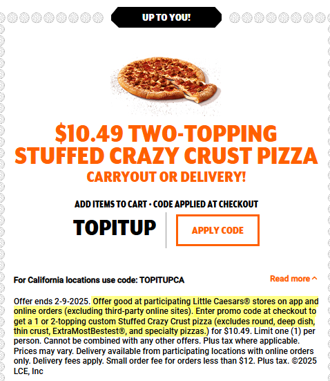 15% Off Little Caesars Coupons & Coupon Codes - January 2025
