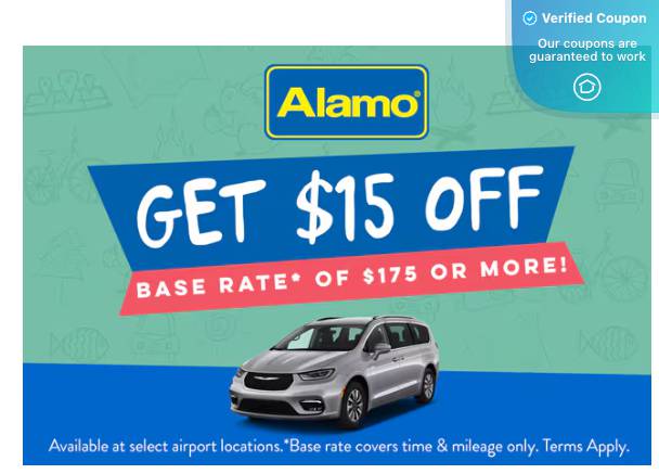 15% Off Alamo Coupons & Discount Codes - January 2025