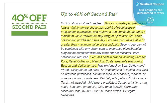 40% Off Pearle Vision Coupons - March 2025