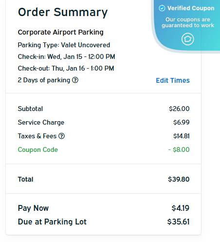 40% Off Airport Parking Reservations Coupons & Coupon Codes - January 2025