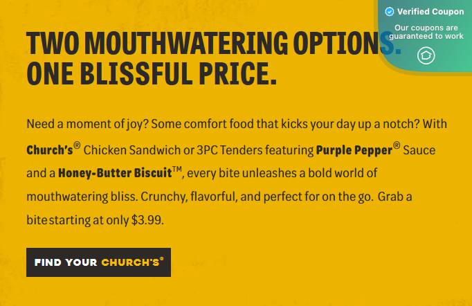 Church's Chicken Coupons & February 2025 Coupon Codes