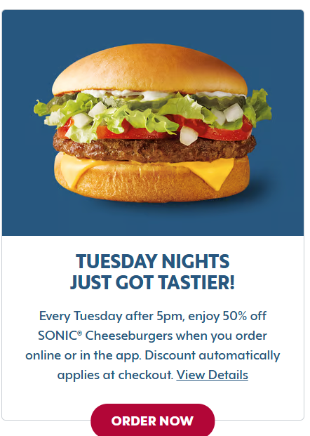 50% Off Sonic Coupons & Coupon Codes - January 2025