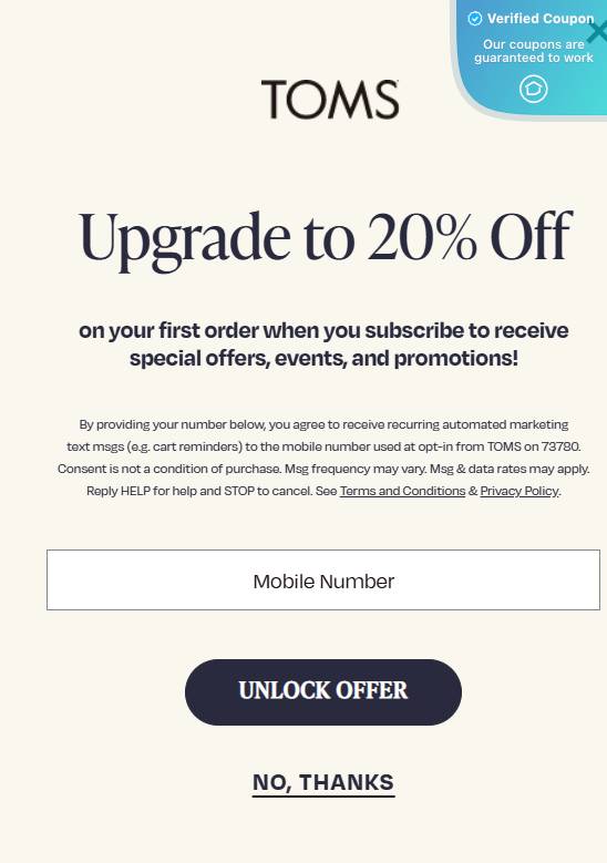 35% Off TOMS Coupons & Promo Codes - February 2025