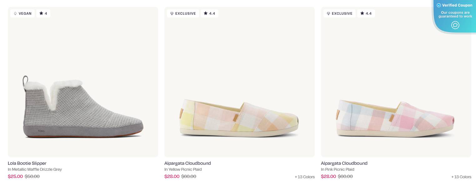 30% Off TOMS Coupons & Promo Codes - January 2025