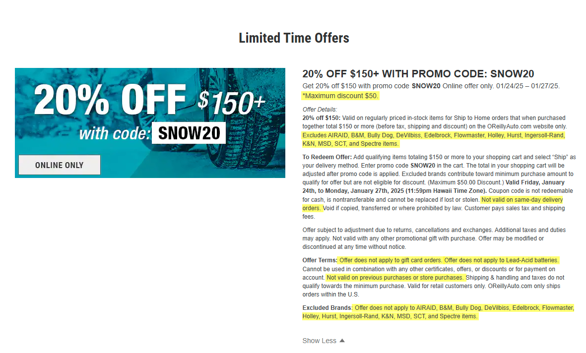 15% Off O'Reilly Auto Parts Coupons & Coupon Codes - February 2025