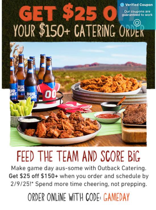 50% Off Outback Coupons & Coupon Codes - February 2025