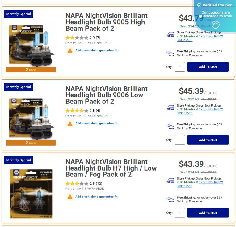 50% Off NAPA Coupons & Coupon Codes - March 2025