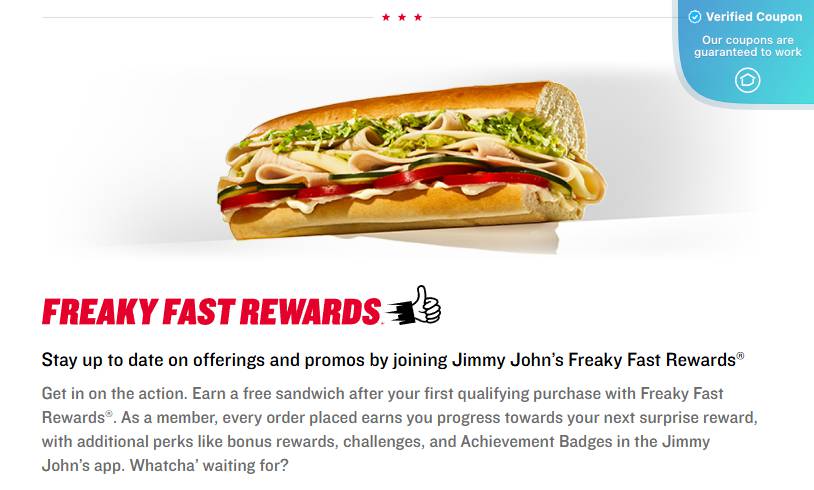 20% Off Jimmy Johns Coupons & Promo Codes - March 2025