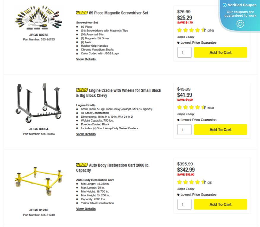 $50 Off JEGS Coupons & Promo Codes - March 2025