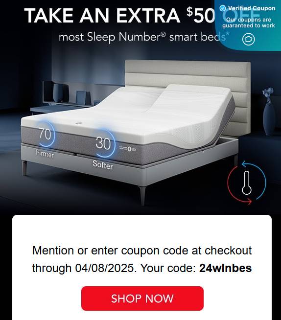 50% Off Sleep Number Coupons & Promo Codes - February 2025