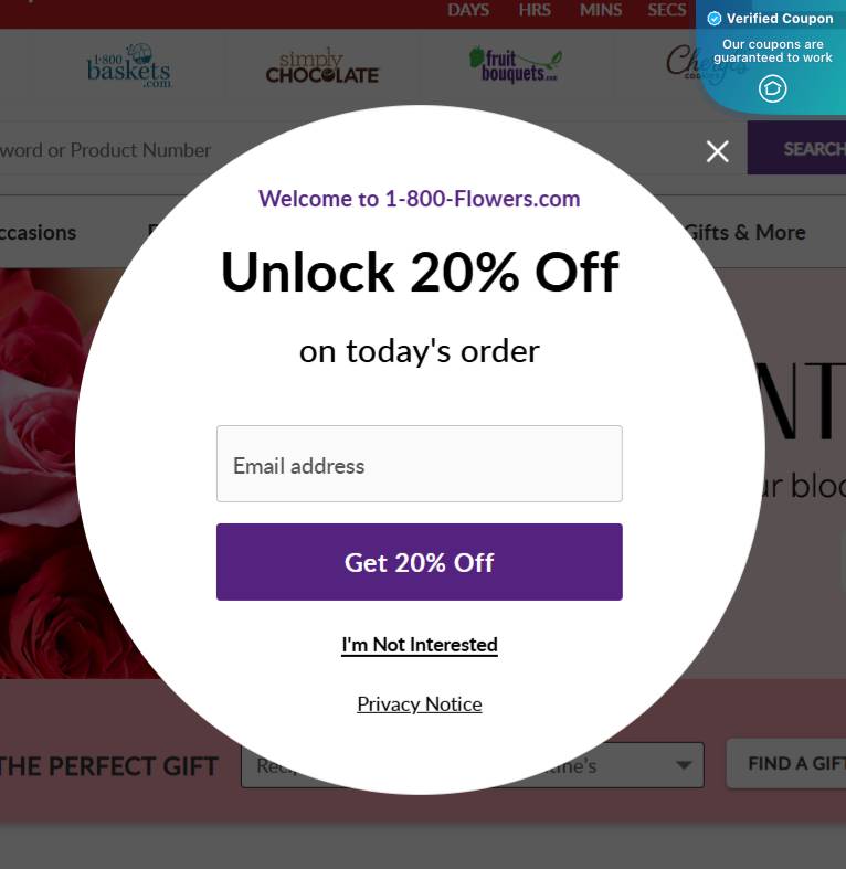 40% Off 1800Flowers Coupons & Coupon Codes - March 2025