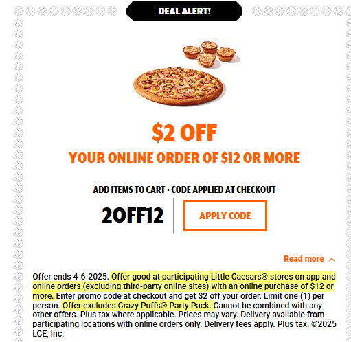 15% Off Little Caesars Coupons & Coupon Codes - February 2025