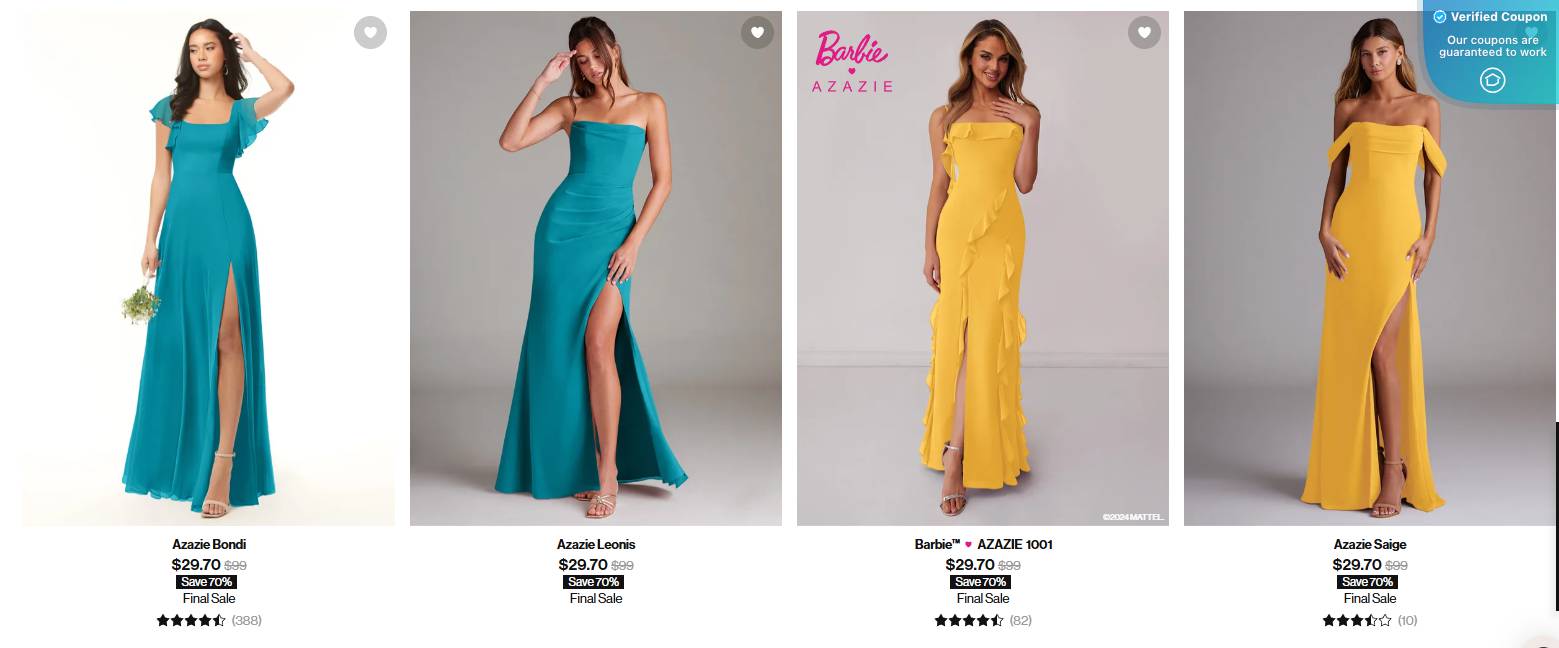 50% Off Azazie Coupons & Coupon Codes - March 2025