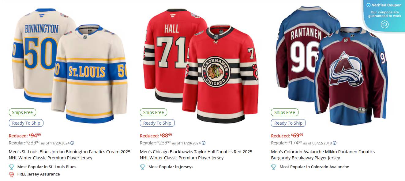 25% Off NHL Shop Coupons & Coupon Codes - March 2025