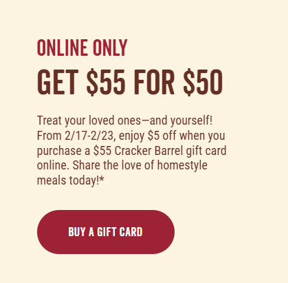 $15 Off Cracker Barrel Coupons & Promo Codes - March 2025
