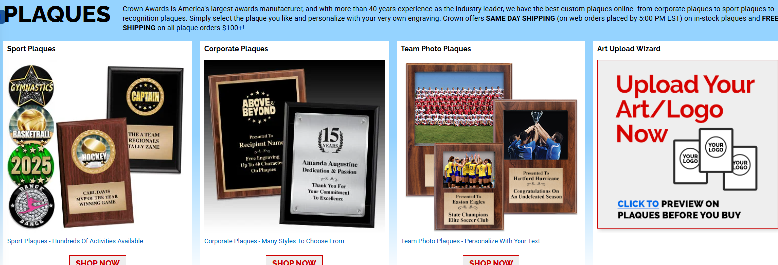 33% Off Crown Awards Coupons & Promo Codes - March 2025