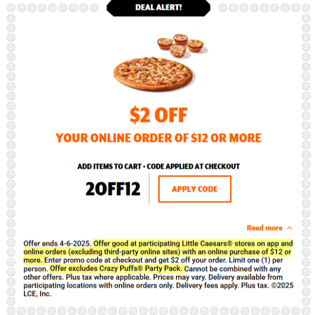 20% Off Little Caesars Coupons & Coupon Codes - March 2025