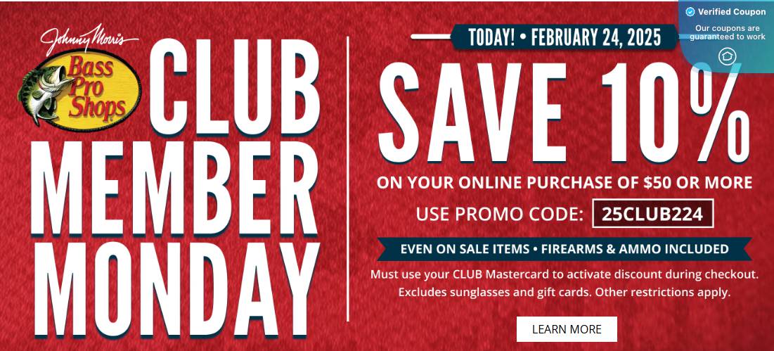 30% Off Bass Pro Shop Coupons & Promo Codes - March 2025