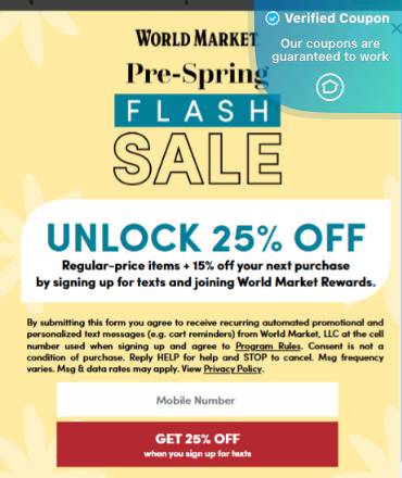 30% Off World Market Coupons & Promo Codes - March 2025