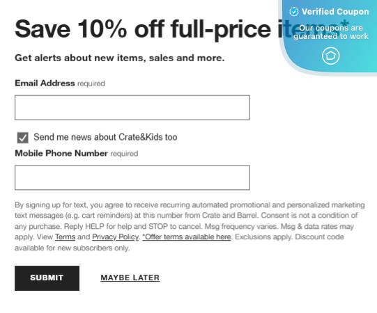 20% Off Crate and Barrel Coupons & Promo Codes - March 2025