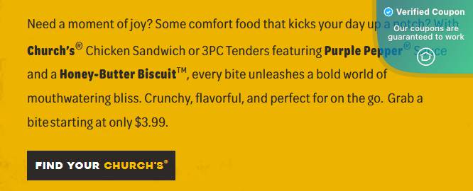 Church's Chicken Coupons & March 2025 Coupon Codes