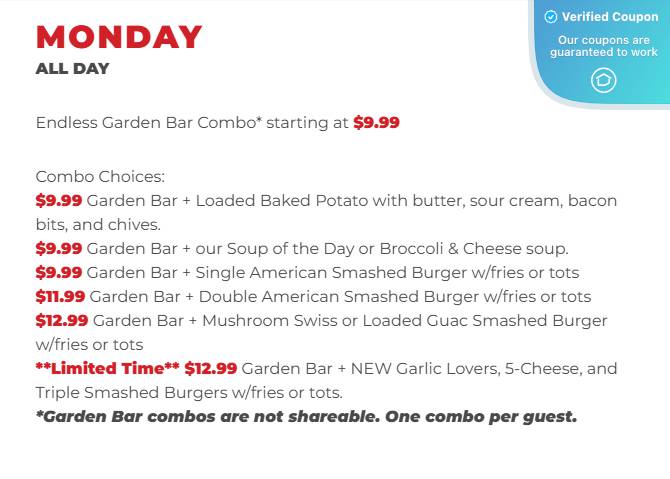 Ruby Tuesday Coupons & Coupon Codes for March 2025: $10 Off