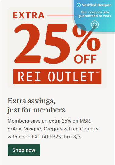 REI Coupons & Coupon Codes: 20% Off - March 2025