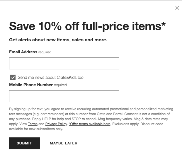 20% Off Crate and Barrel Coupons & Promo Codes - March 2025