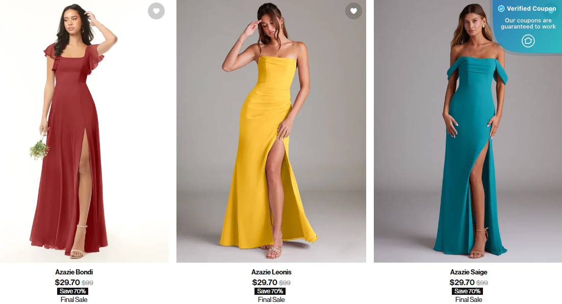 50% Off Azazie Coupons & Coupon Codes - March 2025