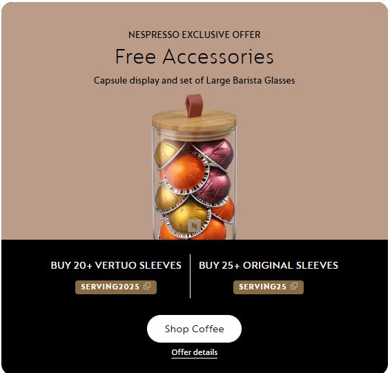 25% Off Nespresso Coupons & Promo Codes - March 2025