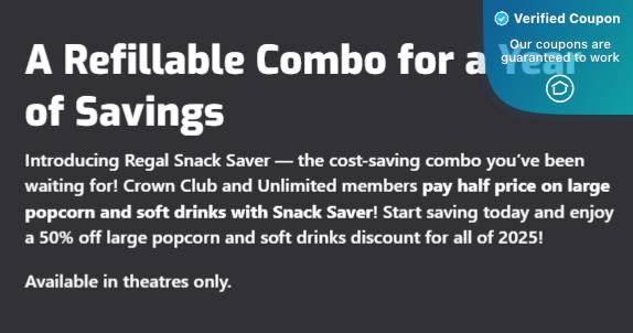 20% Off Regal Cinemas Coupons & Promo Codes - March 2025