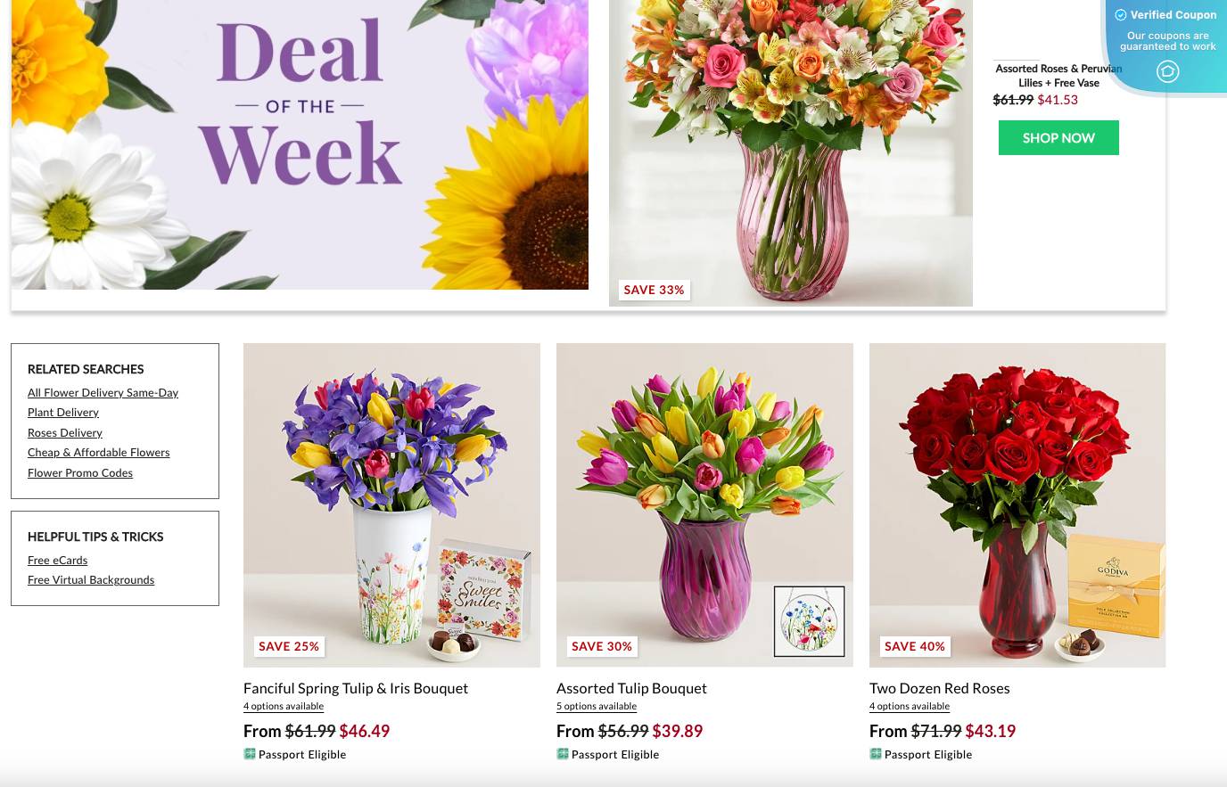 40% Off 1800Flowers Coupons & Coupon Codes - March 2025