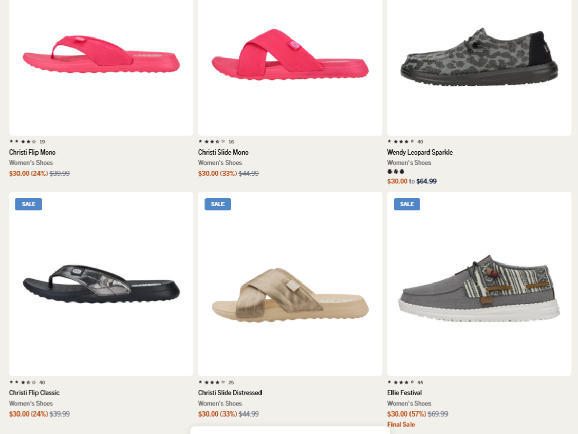 $20 Off Hey Dude Coupons & Discount Codes + 2% Cash Back