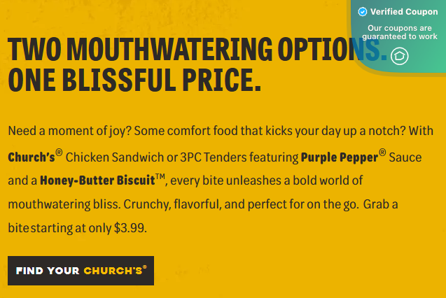 Church's Chicken Coupons & March 2025 Coupon Codes