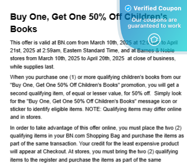50% Off Barnes and Noble Coupons & Promo Codes - April 2025