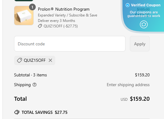 25% Off ProLon Coupons & Discount Codes + 6.38% Cash Back