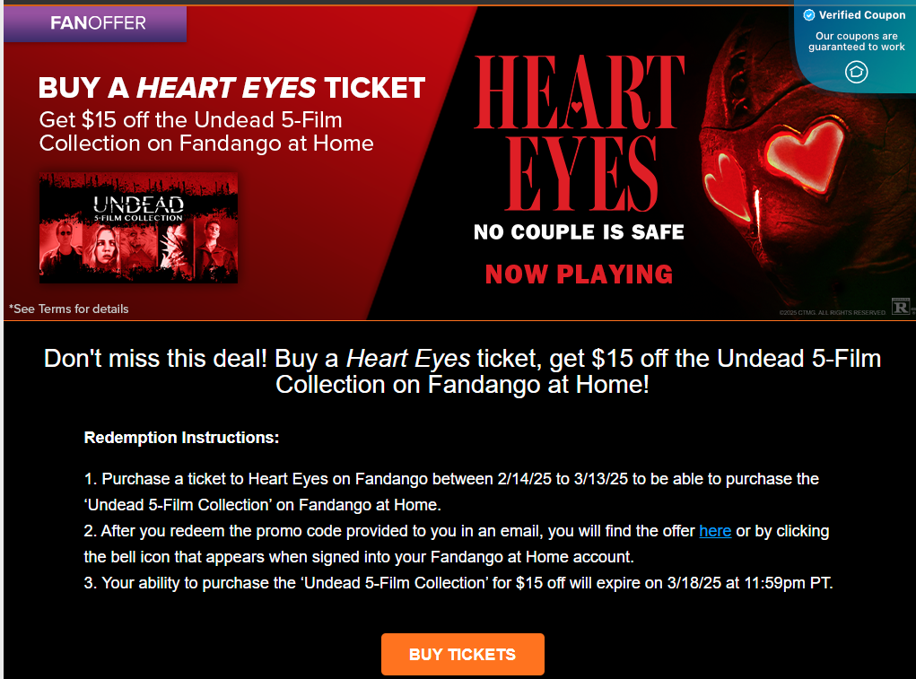 15% Off Fandango Coupons & Promo Codes - March 2025