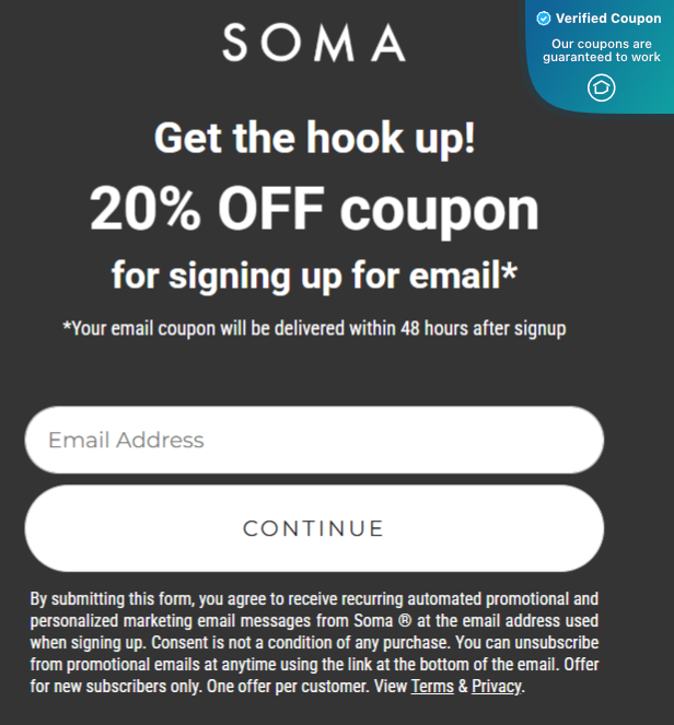 70% Off Soma Coupons & Discounts + 1% Cash Back - April