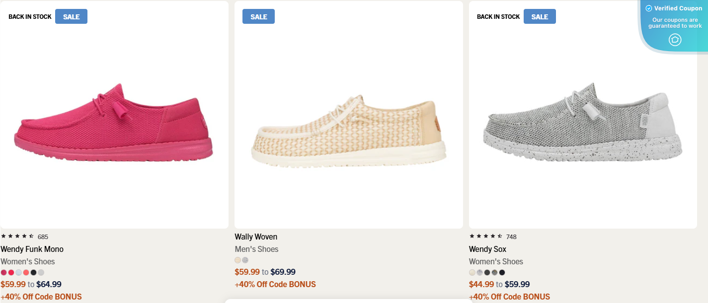 30% Off Hey Dude Coupons & Discount Codes + 10% Cash Back